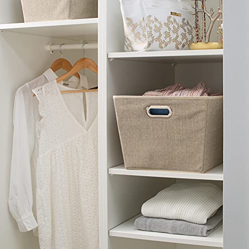 Simplify Large Grommet Bin in Faux Jute Storage Basket, Beige