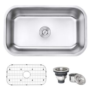 ruvati 30-inch undermount 16 gauge stainless steel kitchen sink single bowl - rvm4250