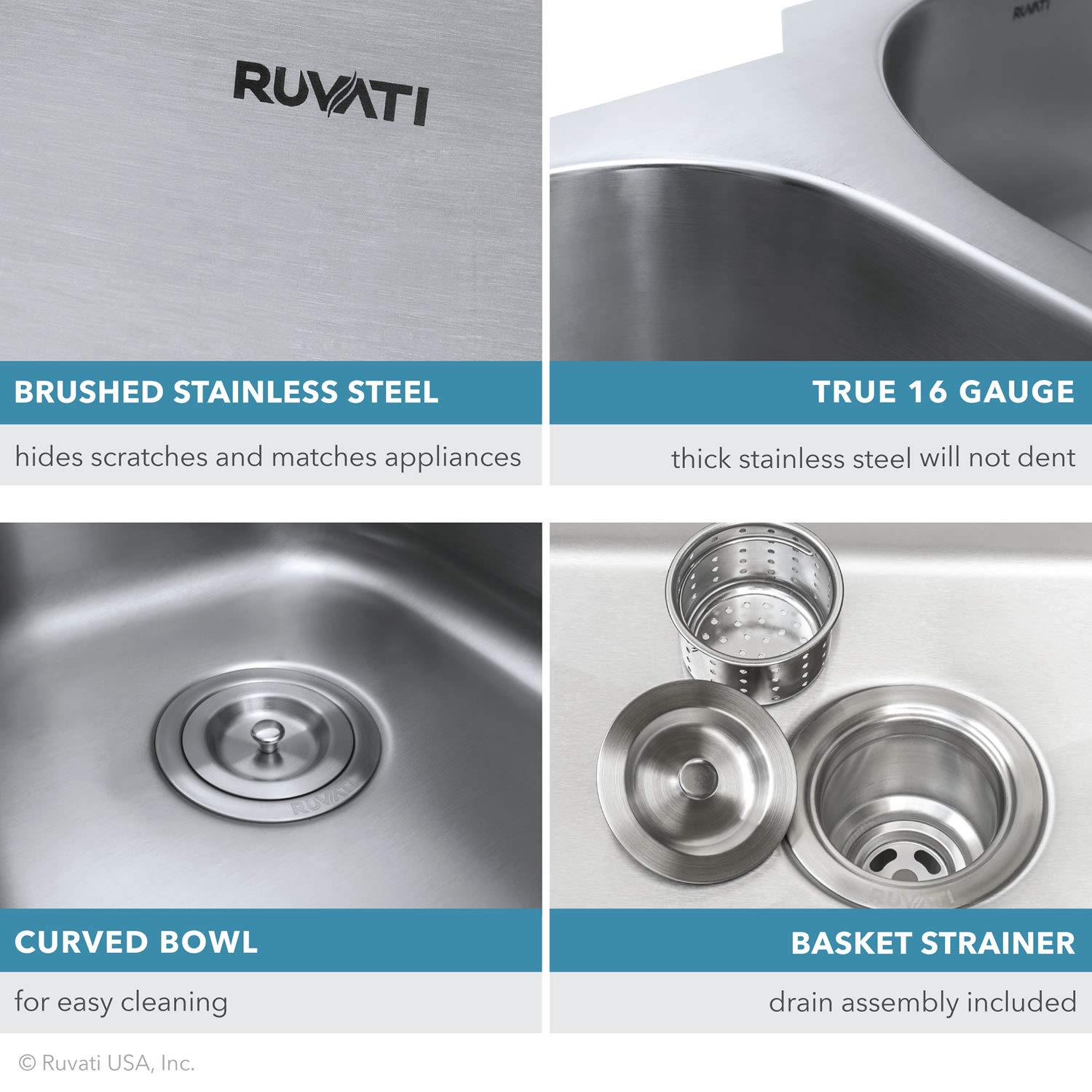 Ruvati 30-inch Undermount 16 Gauge Stainless Steel Kitchen Sink Single Bowl - RVM4250