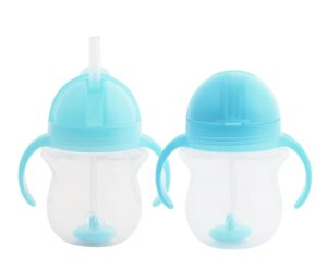 munchkin click lock 7 ounce weighted flexi-straw cup (2 count, blue/blue)