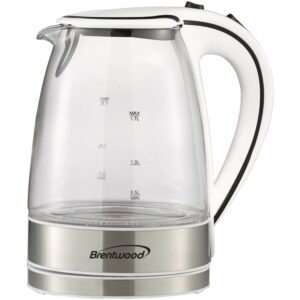 brentwood kt-1900w 1.7l cordless glass electric kettle, white