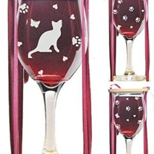 Cat Stemmed Wine Glass with Charm and Presentation Packaging