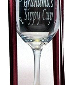 Grandma's Sippy Cup Stemmed Wine Glass with Charm and Presentation Packaging