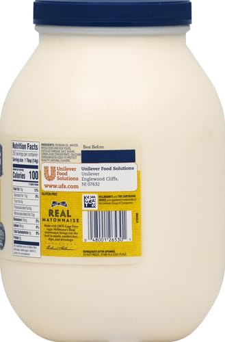 Hellmann's Real Mayonnaise Jar, Condiment for Sandwiches, Salads, Mayo Made with 100% Cage Free Eggs, Gluten Free 1 gallon 128 oz, Pack of 1