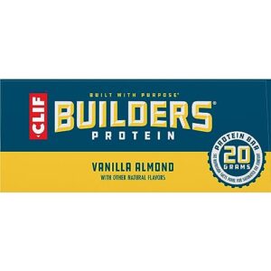 CLIF Builders - Vanilla Almond Flavor - Protein Bars - Gluten-Free - Non-GMO - Low Glycemic - 20g Protein - 2.4 oz. (6 Pack)