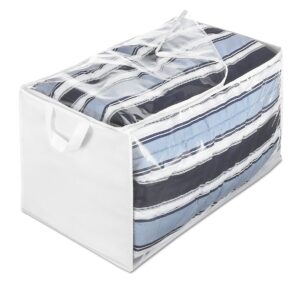 whitmor zippered jumbo storage bag, 29"l x 17.5"w x 15.5"h, white / clear