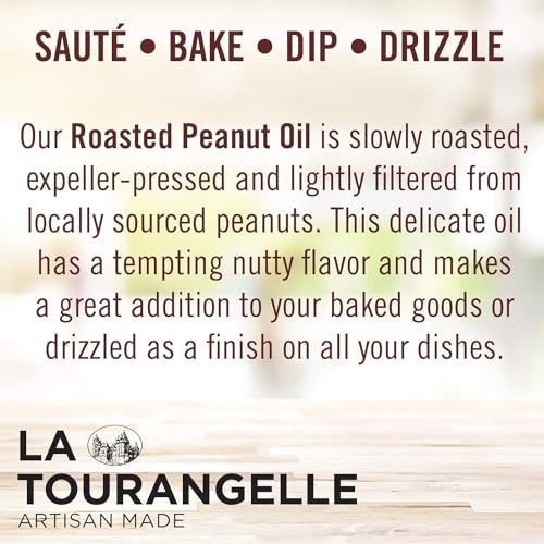 La Tourangelle, Roasted Peanut Oil, Slow Roasted Expeller-Pressed for Rich Flavor, Perfect for Cooking & Baking, Med-High Heat, Unrefined, Small Batch Production in USA, 16.9 fl oz