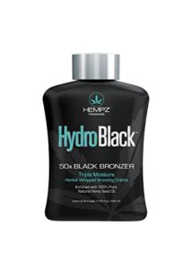 hempz hydroblack 50x black bronzer - herbal moisturizing self tanning lotion for tanning beds, beach, sun 13.5 fl oz