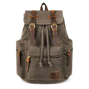 pkuvdsl canvas backpack, series vintage canvas backpack hiking daypacks computers laptop backpacks unisex casual rucksack bookbag mountaineering bag for men women (light brown)