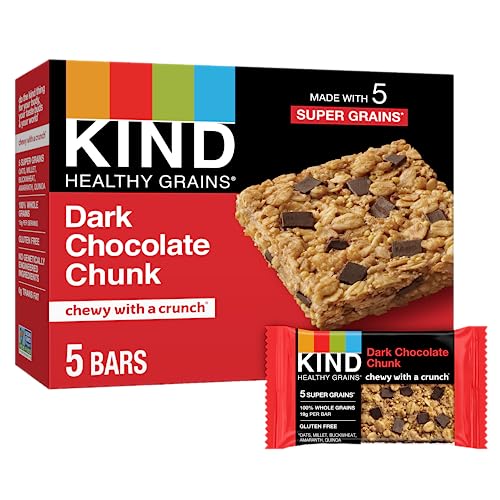 KIND Healthy Grains Bars, Dark Chocolate Chunk, Healthy Snacks, Gluten Free, 5 Count