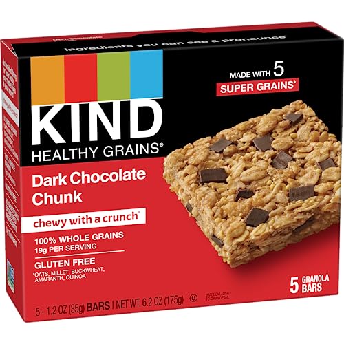 KIND Healthy Grains Bars, Dark Chocolate Chunk, Healthy Snacks, Gluten Free, 5 Count