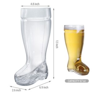 MyGift 2 Liter Das Boot Style Beer Glasses Large German Stein for Oktoberfest Theme, Set of 2