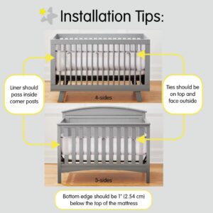 BreathableBaby Breathable Mesh Liner for Full-Size Cribs, Classic 3mm Mesh, Gray (Size 4FS Covers 3 or 4 Sides)