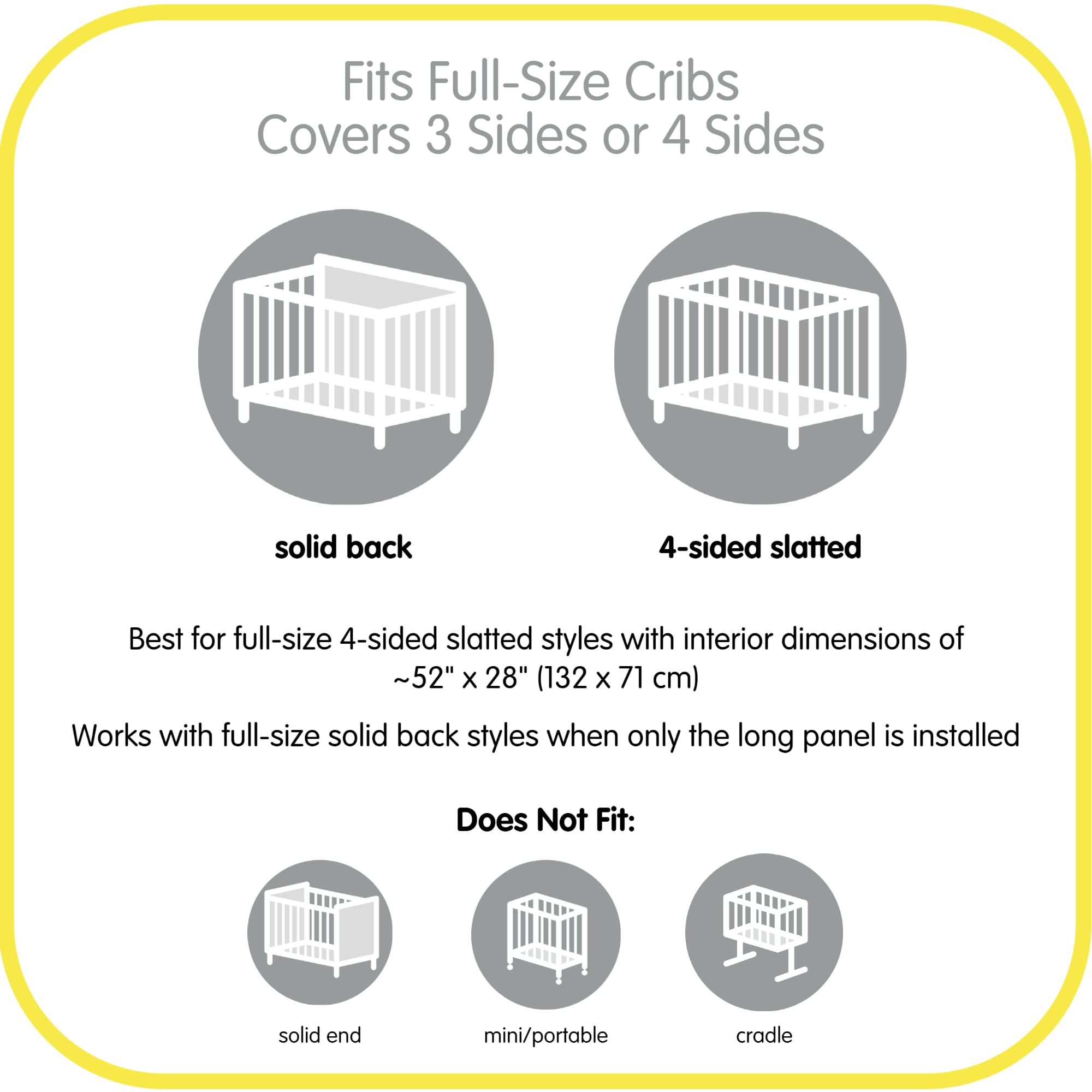 BreathableBaby Breathable Mesh Liner for Full-Size Cribs, Classic 3mm Mesh, Gray (Size 4FS Covers 3 or 4 Sides)