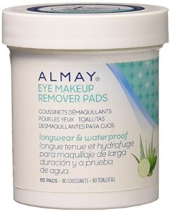 almay longwear & waterproof eye makeup remover pads, 80 count