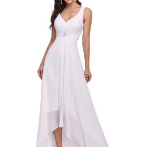 Ever-Pretty Womens Double V Neck Rhinestones Evening Dress 4 US White