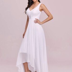 Ever-Pretty Womens Double V Neck Rhinestones Evening Dress 4 US White