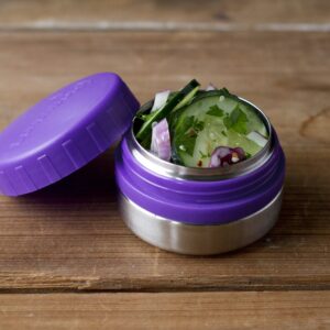 LunchBots Rounds Leak Proof 4 oz. Stainless Snack Container Jar, Set of 2, Purple Lids