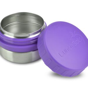 LunchBots Rounds Leak Proof 4 oz. Stainless Snack Container Jar, Set of 2, Purple Lids