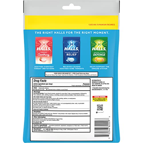 HALLS Relief Mountain Menthol Sugar Free Cough Drops, Economy Pack, 12 Bags of 70 Drops (840 Total Drops)