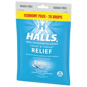 HALLS Relief Mountain Menthol Sugar Free Cough Drops, Economy Pack, 12 Bags of 70 Drops (840 Total Drops)