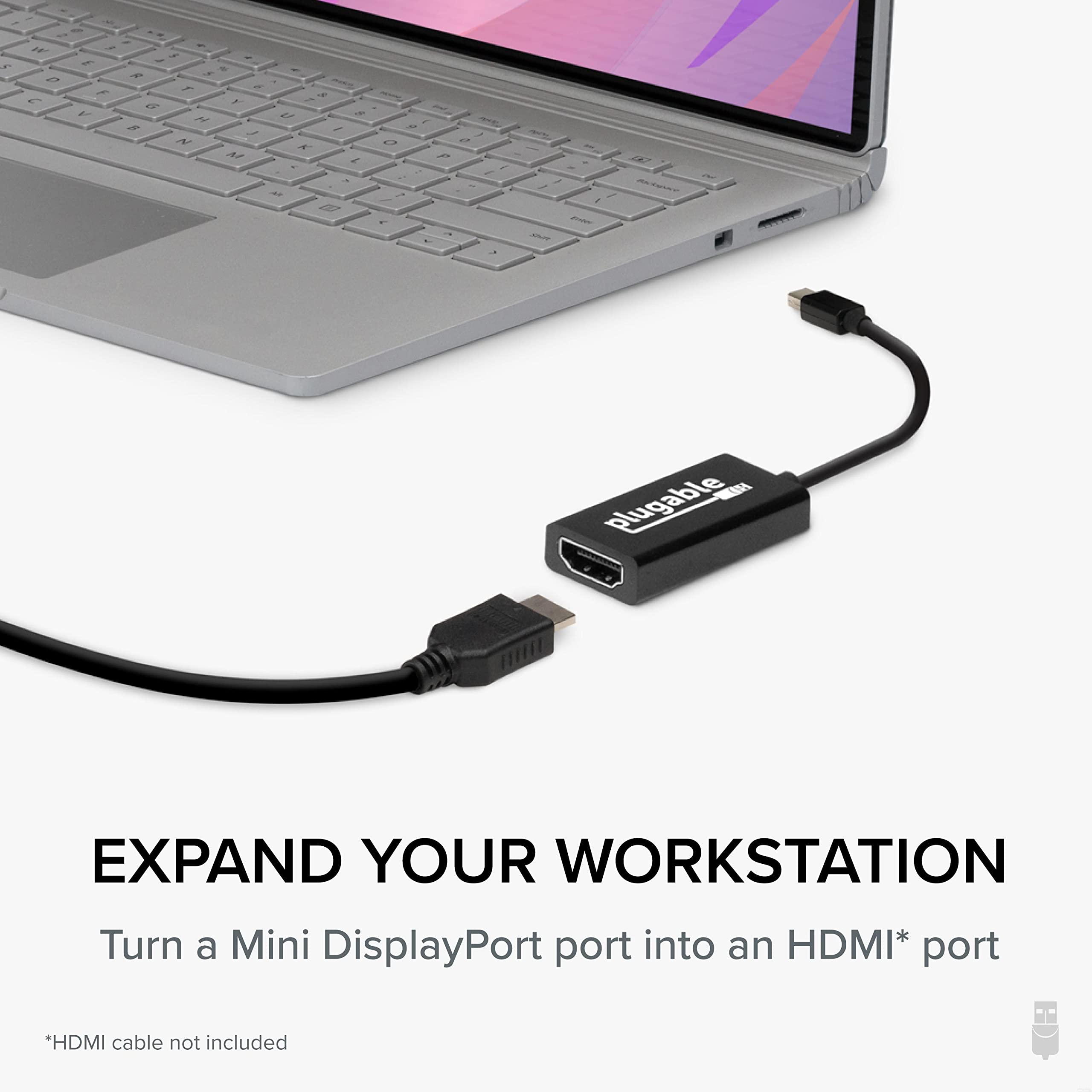 Plugable Mini DisplayPort/Thunderbolt 2 to HDMI 2.0 Adapter for Older Macs and Surface PCs with MDP Ports - Driverless