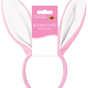 Beistle Soft-Touch Bunny Ears Pink & White