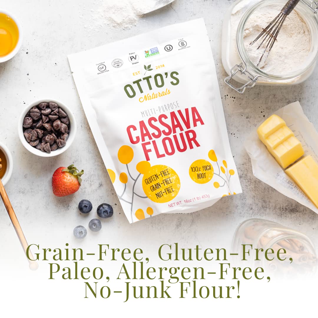 Otto's Naturals Cassava Flour, Gluten Free and Grain-Free Flour For Baking, Certified Paleo & Non-GMO Verified, Made From 100% Yuca Root, All-Purpose Wheat Flour Substitute, 2 lb Bag