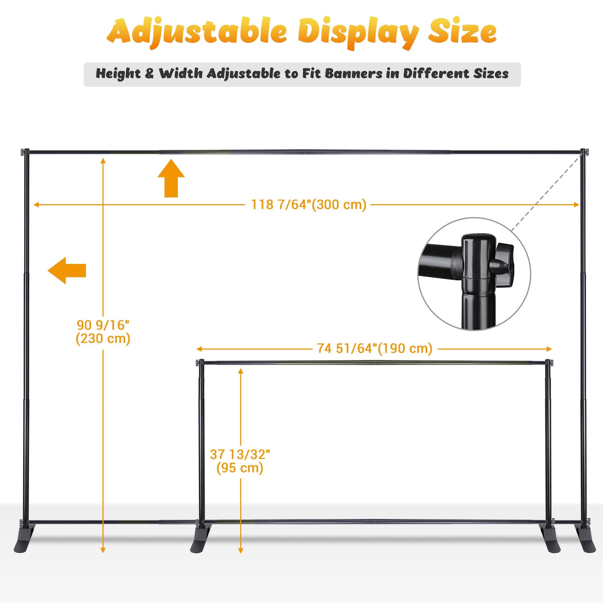 WinSpin 8x10' Backdrop Stand for Parties Wedding Birthday Events Photography Photo Booth Step and Repeat Adjustable Heavy Duty Backdrop Stand with Carrying Bag