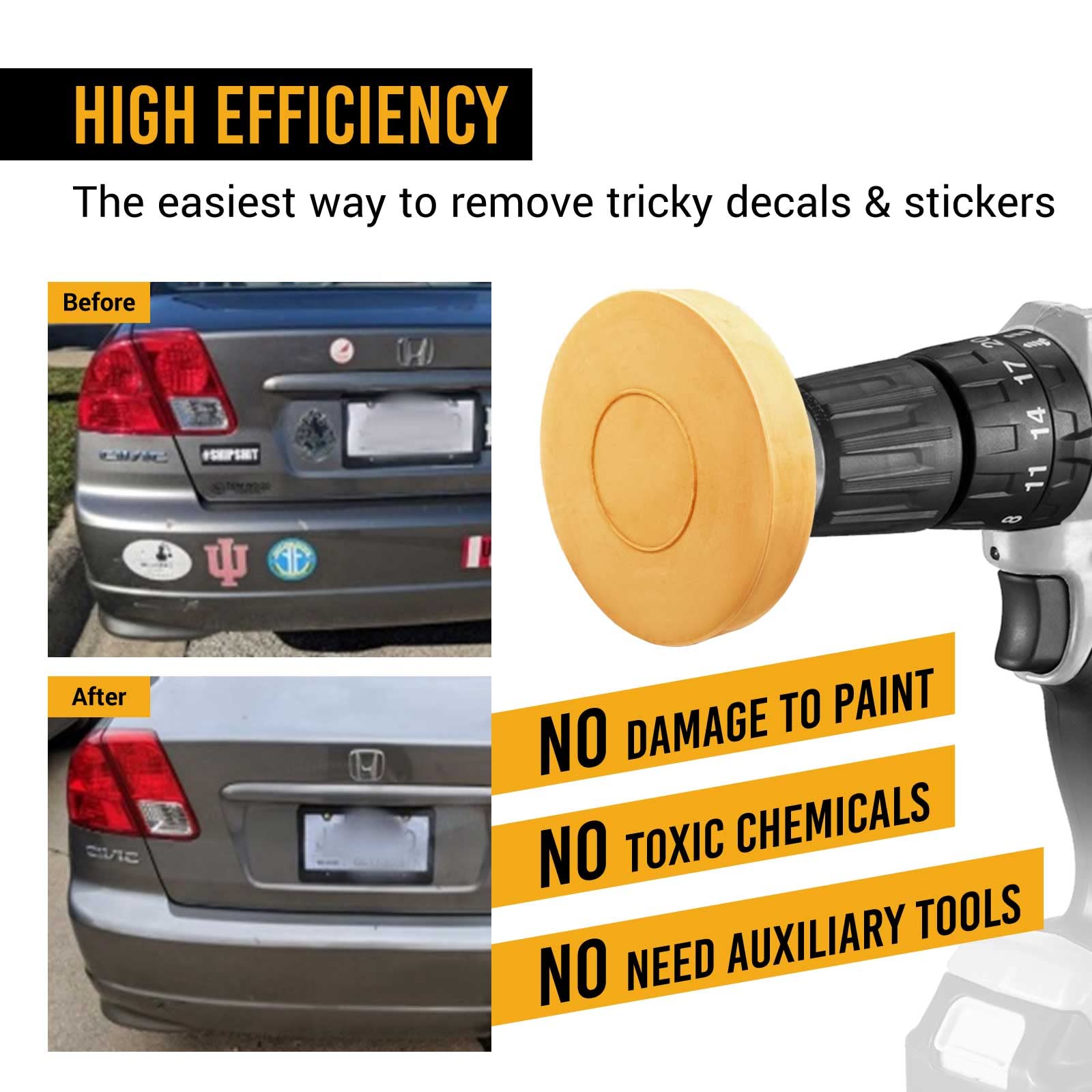 EWK Rubber Eraser Wheel and Adhesive Remover for Cars, RVs, Trucks, Boats, Windows, Metal, Glass