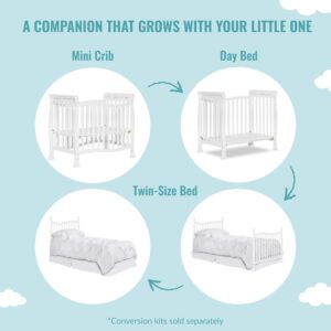 Dream On Me Violet 4-In-1 Convertible Mini Crib In White, Greenguard Gold Certified, JPMA Certified, 3 Position Mattress Height Settings, Non-Toxic Finish