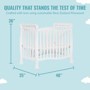 Dream On Me Violet 4-In-1 Convertible Mini Crib In White, Greenguard Gold Certified, JPMA Certified, 3 Position Mattress Height Settings, Non-Toxic Finish