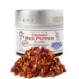 crushed red pepper flakes - non gmo verified - magnetic tin - small batch - artisanal seasoning - gourmet spice - 1.2 ounce