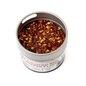 Crushed Red Pepper Flakes - Non GMO Verified - Magnetic Tin - Small Batch - Artisanal Seasoning - Gourmet Spice - 1.2 Ounce