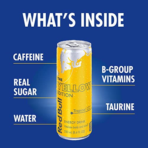 Red Bull Yellow Edition Tropical Energy Drink, 8.4 Fl Oz, 24 Cans (6 Packs of 4)