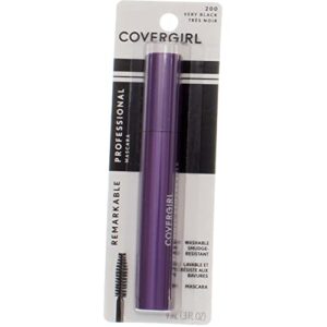 covergirl professional remarkable washable mascara, very black [200] 0.30 oz ( pack of 4)