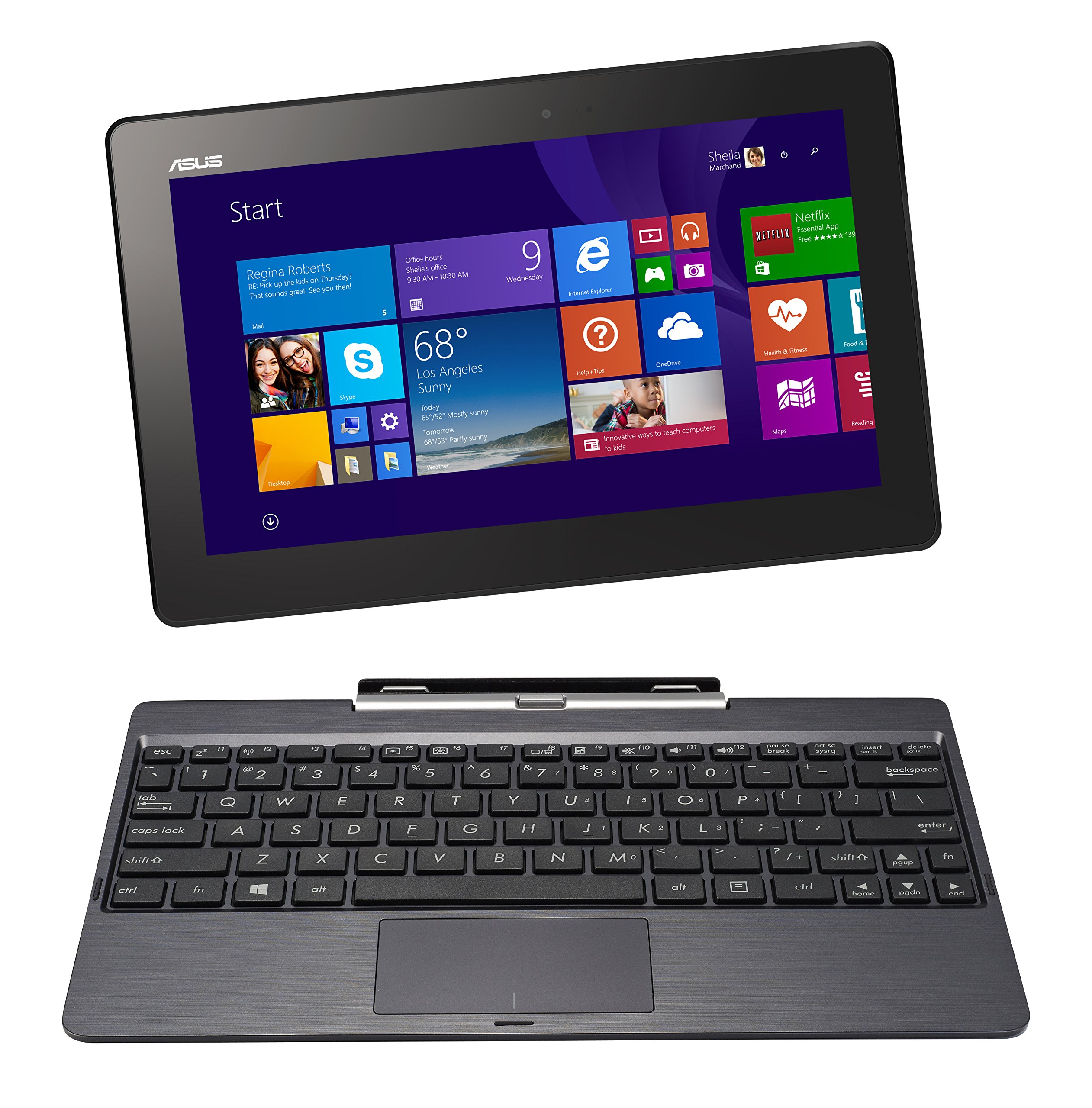 ASUS T100TAF-C1-GR Laptop (Windows 8.1, Intel Bay Trail-T Z3735F 1.33GH, 10.1" LED-lit Screen, Storage: 64 GB, RAM: 2 GB) Grey