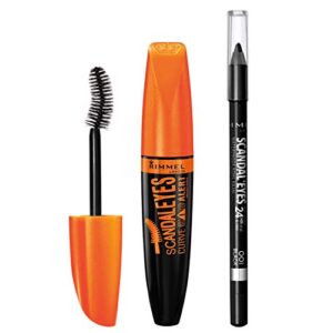 rimmel scandaleyes curve alert mascara with scandaleyes waterproof kohl kajal liner, 1 set, combo