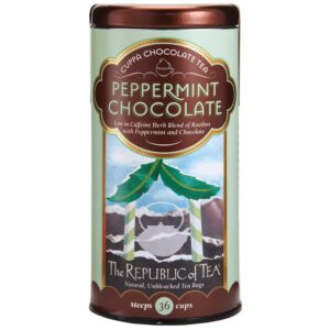 the republic of tea peppermint cuppa chocolate tea, 36 tea bags, rooibos tea dessert blend