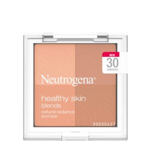 neutrogena healthy skin blends powder blush makeup palette, illuminating pigmented blush with vitamin c & botanical conditioners for blendable, buildable application, 30 sunkissed.3 oz