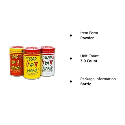 Walker & Sons Slap Ya Mama Cajun Seasoning Bundle - 3 Items (Original, Hot and White Pepper Blend) by Slap Ya Mama