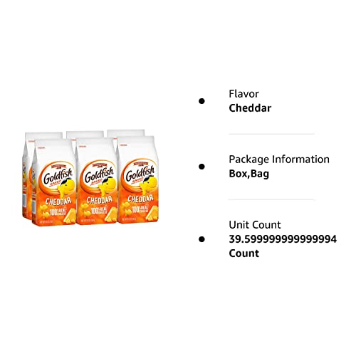 Goldfish Cheddar Crackers, Snack Crackers, 6.6 oz. bag, 6 CT box