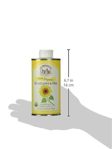 La Tourangelle, Organic High Oleic Sunflower Oil, Neutral Oil For Medium to High Heat Cooking and Skin Care, Non GMO, Pesticide and Chemical Free, 16.9 Fl Oz