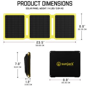 SunJack 15 Watt Foldable IP67 Waterproof ETFE Monocrystalline Solar Panel Charger with USB-C and USB-A for Cell Phones, Tablets and Portable for Backpacking, Camping, Hiking and More