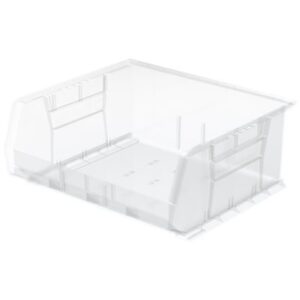 akro-mils plastic storage stacking akrobin, case of 6, clear, 15" x 16"