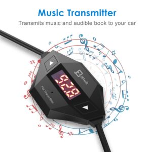 JETech Wireless FM Transmitter Radio Car Kit for Smart Phones Bundle with 3.5mm Audio Plug and Car Charger, Black