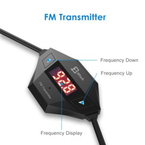 JETech Wireless FM Transmitter Radio Car Kit for Smart Phones Bundle with 3.5mm Audio Plug and Car Charger, Black