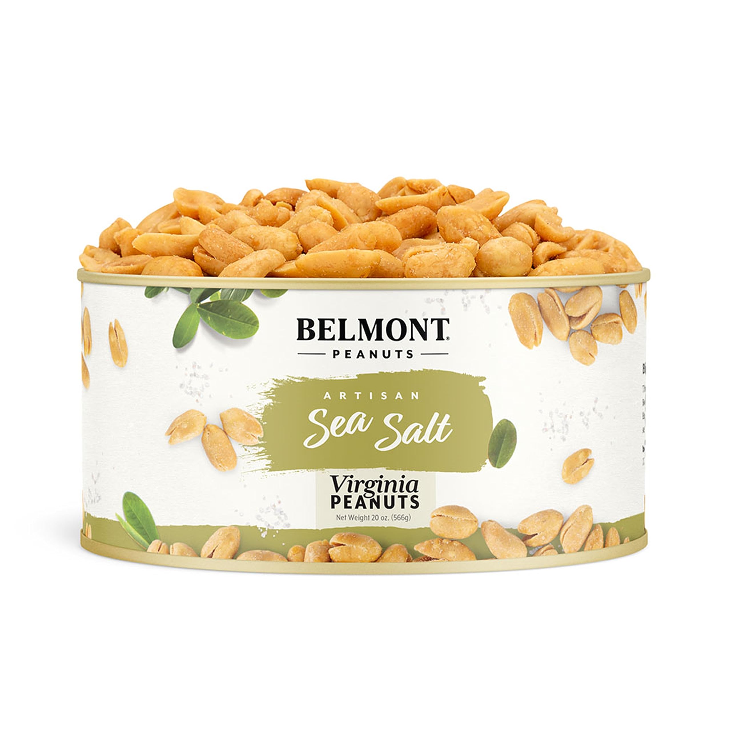 Belmont Peanuts Gourmet Sea-Salted Virginia Peanuts, 20 oz (Pack of 1) | Only 3 Simple Ingredients, No Preservatives, 7g Protein | A Premium, Salty, Crunchy, Hand-Seasoned, Peanut Snack