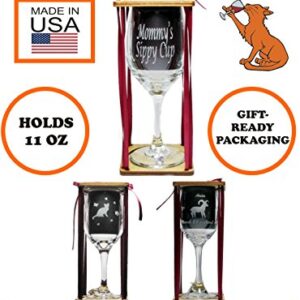 Orange Kat Mommy's Sippy Cup Stemmed Wine Glass with Charm and Presentation Packaging