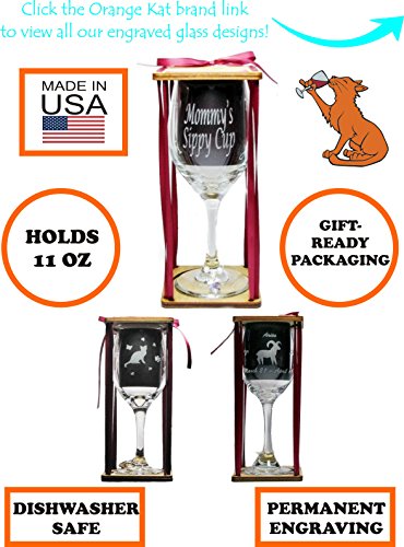 Orange Kat Mommy's Sippy Cup Stemmed Wine Glass with Charm and Presentation Packaging